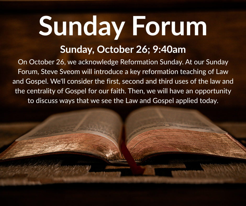 Sunday Forum | October 26 - Prince of Peace Lutheran Church